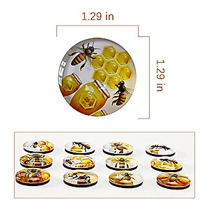 12Pcs Bumble Bees Refrigerator Magnets Crystal Glass Cute Honey Bee Magnet Gifts for Baby Shower Theme Decorations Dry Erase Whiteboard Fridge Office Kitchen Decor