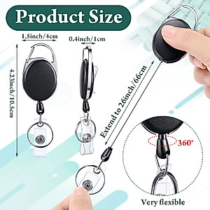 50 Pack Heavy Duty Retractable Badge Reels Batch Holder Name ID Badge Clips Keychain Badge Holder Key Card Retractable Holder Reel Clip for Office Worker Doctor Nurse Employee (Black)