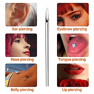 Ear Nose Piercing Needles - Autdor 100pcs Mixed Piercing Needles 12G 14G 16G 18G and 20G Hollow Needles for Ear Nose Navel Nipple Lip Tongue Piercing Kits Piercing Tools Piercing Supplies