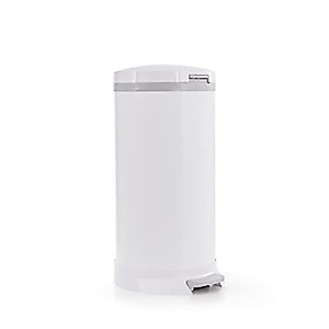 Bubula Premium Steel Diaper Waste Pail with Step Open, White