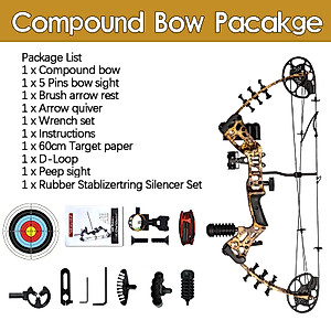WUXLISTY Youth Compound Bow Set 15-45 Lbs for Teens and Beginner, Package with Archery Hunting Equipment, 5 Pin Sight, Max Speed 320fps, Adjustable, Right Hand, Snake Camo