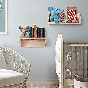 GAKEIHOO Floating Shelves Wall Mounted of 2 Set, Spice Rack, Hanging Shelf Wall Wood Shelves for Bedroom, Living Room, Bathroom, Kitchen, Office