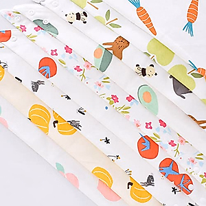 Eimmabey 100% Cotton Baby Bandana Drool Bibs for Drooling and Teething Nursery Burp Cloths 5 Pack Pink Strawberry Bibs for Girls