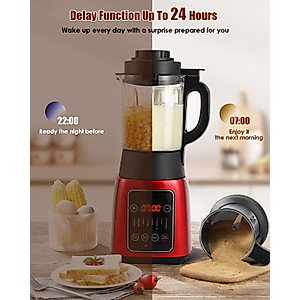 Moongiantgo Professional Cooking Blender for Kitchen Hot Cold with 8 Presets, 59Oz Glass Jar, 58000RPM High Speed Quiet for Smoothie Shake Red 110V