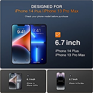 LK 2 Pack Privacy Screen Protector for iPhone 13 Pro Max/iPhone 14 Plus 6.7-inch, [Anti-Spy] 9H Tempered Glass Film, and 1 Pack Camera Lens Protector, Touch Sensitive, [Easy Frame Installation]
