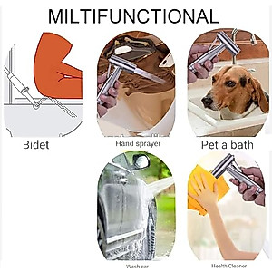 Toilet Shower Kit 2 Functions Supercharge Handheld Bidet Sprayer 304 Stainless Steel Hand Shower Brushed Bidet Toilet Sprayer Suitable for Bathroom