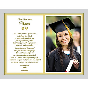 Poetry Gifts Thank You Card for Parents for Your Wedding, Graduation, 8x10 Inch Print Personalized With Names and Photo