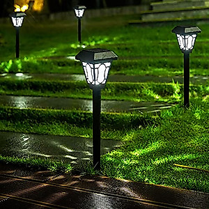 LAMTREE 12 Pack Solar Lights Outdoor Waterproof, 3 Lumens Cool White Led with Cute Pattern, for Pathway,Path, Patio, Yard, Driveway, Walkway, Lawn and Garden