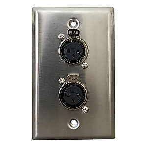DIYTECH XLR Wall Plate, XLR Plugs and Plates, includes One Dual 3-pin XLR Female Wall Plate and One Dual 3-pin XLR Male Wall Plate, XLR Passthrough - Stainless Steel