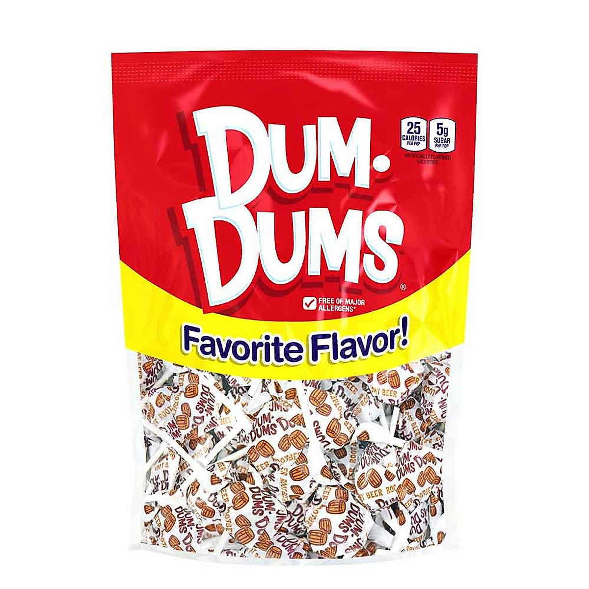 Dum Dums Root Beer Lollipops - Bulk Candy Bag with Lollipops Individually Wrapped, Single Flavor Gourmet Suckers - 50 Count