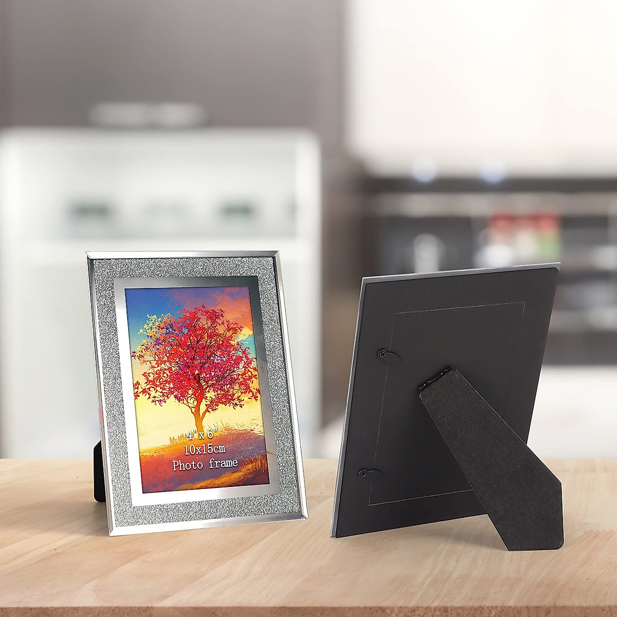 Calenzana 4x6 Picture Frame Sparkle Glass Photo Frames Set for Tabletop, 2 Pack