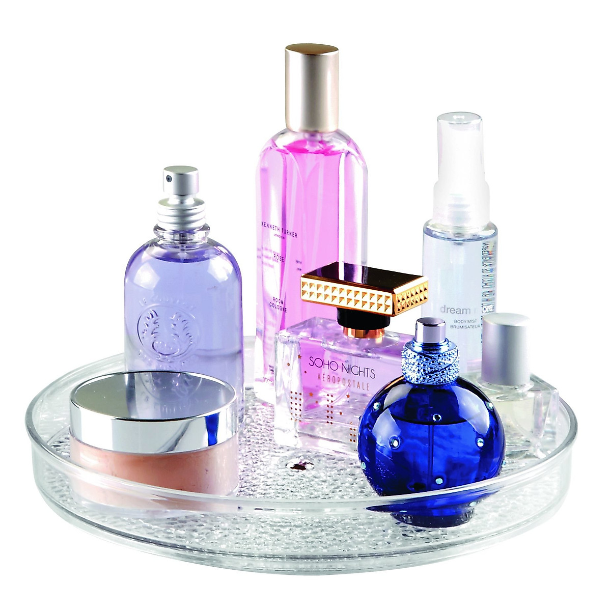 iDesign The Rain Collection Lazy Susan Turntable Organizer, 9" x 9" x 1.5", Clear