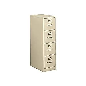 Hon 510 Series Ltr-size 4-drawer Vert. File w/Lock-4-Drawer Letter File, Vertical, 15"x25"x52", Light Gray