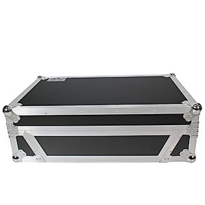 ProX Flight Case for Pioneer DDJSX3 DDJ-1000 SRT Controller with 2U Rack Space, Sliding Laptop Shelf,Wheels and LED Kit-Silver on Black Design - XS-SX1K2UWLTLED