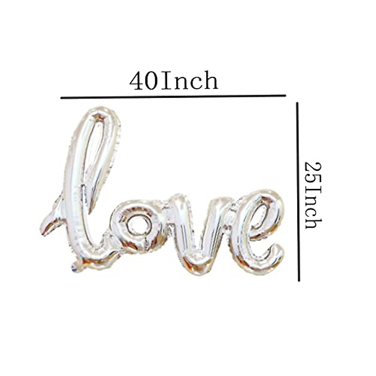 40Inch Silver Love Balloon for Bridal Shower Wedding Valentine's Day Supplies 2Pcs