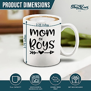 shop4ever Mom of Boys Ceramic Coffee Mug Tea Cup, Boy Mama Mother's Day Gift 11 oz (White)
