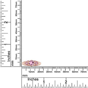 AFFY Simulated Pink Tourmaline Princess Engagement Ring in 14k Rose Gold Over Sterling Silver, Ring Size-9