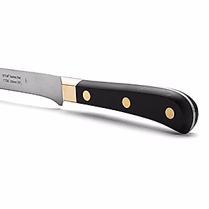 ARCOS Carving Knife 10 Inch Stainless Steel. Ham Slicer Knife for Cutting Ham and Meat. Ergonomic Polyoxymethylene Handle and 250mm Blade. Series Regia. Color Black/Gold