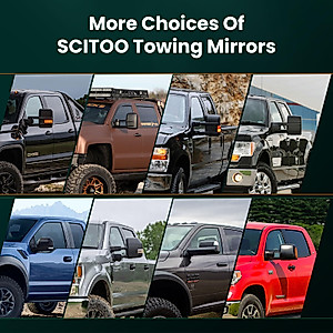 SCITOO Towing Mirrors fit for Ford Mirrors fit for Ford for F250 for F350 for F450 for F550 Super Duty 2003-2007 Signal Power Controlling Heated Convex Glass Manual Folding Telescoping (Pair)