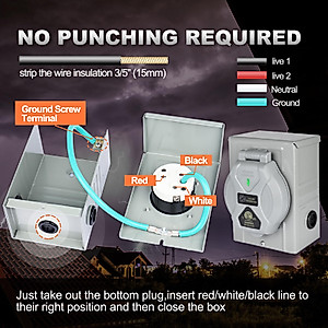 Finderomend 15 ft 50 Amp Generator Cord and Power Inlet Box Combo Kit,125/250 Volts,Generator Power Cord NEMA 14-50P to SS2-50R Extension Cord,for RV Truck Trailer Motorhome