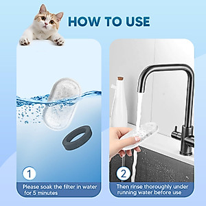 subteenmate Cat Water Fountain Filters 8 Packs Filters & 8 Sponges Foam Filters for Stainless Steel 108oz/3.2L & 67oz/2L