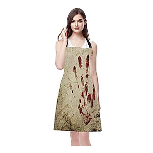 WONDERTIFY Bloody Hand Apron,Horror House Grunge Background with a Print of Hand Bib Apron with Adjustable Neck for Men Women,Suitable for Home Kitchen Cooking Waitress Chef Grill Bistro Baking Apron