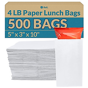 Reli. White Paper Bags | 500 Count | Paper Lunch Bags Ideal for Small Lunches and Crafts | Perfect for Sandwiches and Snacks