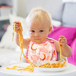 2ooya 7Pcs Cotton Waterproof Baby Bibs Adjustable Hook Loop Closure Baby Bib with Rainbow Pattern Unisex Newborn Baby Food Bib for Drooling Feeding Eating Teething Keepsake Gift for Baby, 6-12 Months