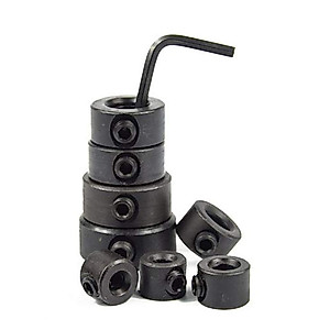 8PCS Drill Depth Stop Collars Limit Ring,1/8,3/16,1/4,5/16,3/8,7/16,1/2,5/8 Drill Depth Stop Collars Ring Dowel Shaft Chuck, Hex Wrench Woodworking for Drill Bits Consistent Drilling