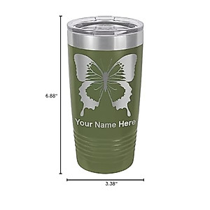 LaserGram 20oz Vacuum Insulated Tumbler Mug, Swallowtail Butterfly, Personalized Engraving Included (Camo Green)