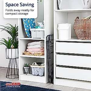 Minky Premium SureGrip 3 Tier Indoor and Outdoor Clothes Drying Rack, Lightly Textured Non Slip Rungs, 69 Ft. of Hanging Space, Silver