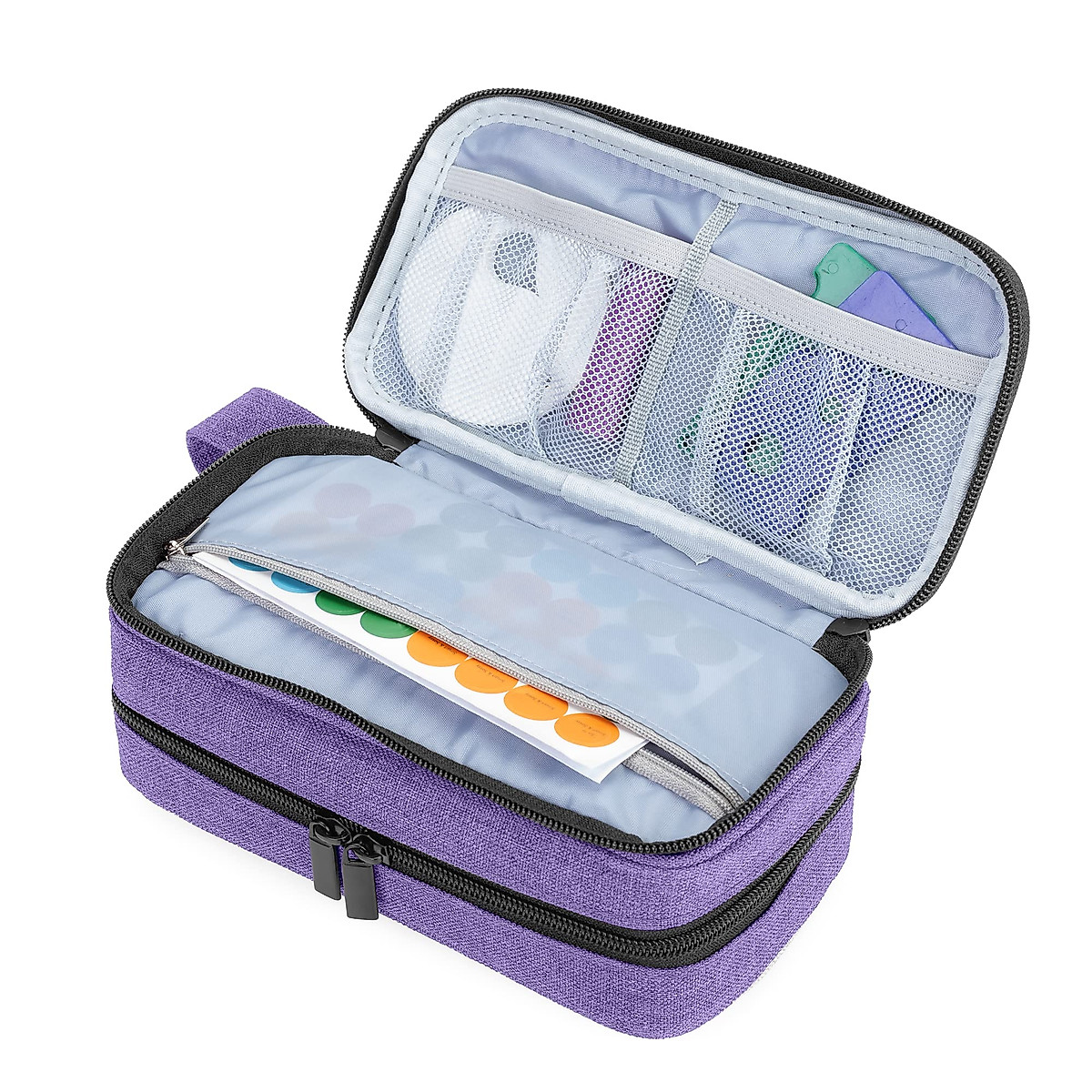 LUXJA Essential Oil Carrying Case - Holds 12 Bottles (5ml-15ml, Also Fits for Roller Bottles), Portable Double-Layer Organizer for Essential Oil and Accessories, Purple