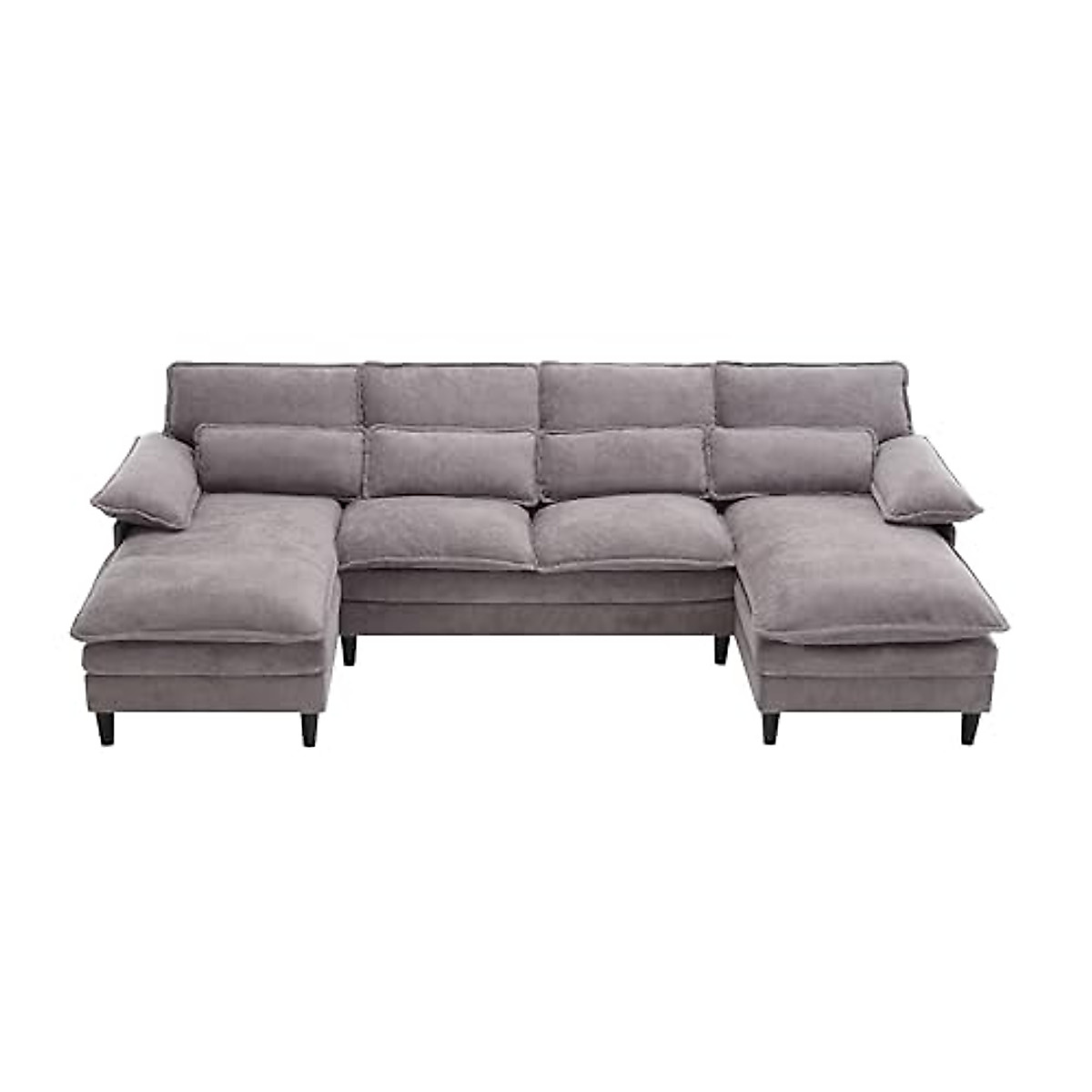 Symmetrical Modular Sectional Sofa with Chaise Lounge, 6 Seater Fabric Upholstered Cloud Couch, U Shaped Oversized Sleeper Sofa&Couches with Thicked Cushion & Detackable Backrest Living Room