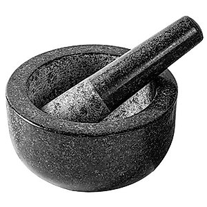 6.3 Inch 3 Cup Mortar and Pestle, Large Heavy Mortar and Pestle Set, Guacamole Mortar and Pestle, Molcajete Large Black Mortar and Pestle and Mortar Guacamole Mortar and Pestle Granite