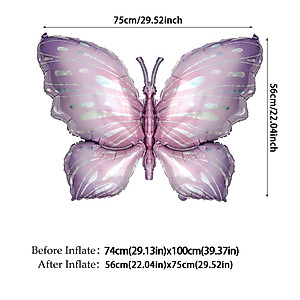 Purple Butterfly Balloon Arch Garland Kit 150 pcs White Sand Boho Pastel Balloon with Purple Large Butterfly Foil Balloon Butterfly Theme Birthday Baby Shower Fiesta Party Decorations for Girls