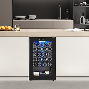 Euker 24-Bottle Compressor Wine Cooler Refrigerator - Freestanding Beverage Fridge for Red, White, Champagne & Sparkling Wines (40°F to 65°F) with Digital Temperature Control and Full Glass Door