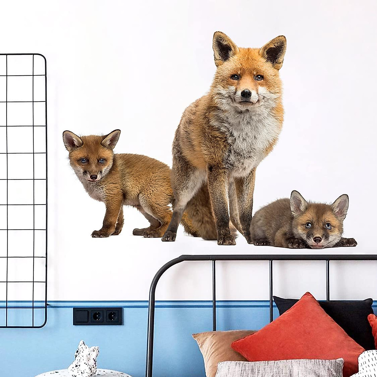 MEFOSS Large Lifelike 3D Fox Wall Decal Stickers Art - 34" × 25" - Peel and Stick Animal Fox Wall Decor Stickers Muals for Kids Room Livingroom Playroom Nursery Office Decoration