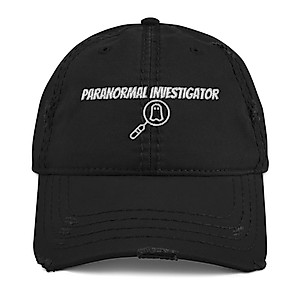 Paranormal Investigator Hat | Ghost Hunting Gear - - Distressed Dad Hat - Fun Design Black
