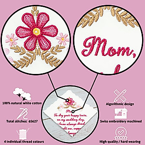 Mom Wedding Embroidered Handkerchief, Mother of the Bride Gifts for Daughter on Wedding Day, Something Old Something New Something Borrowed Something Blue Gift for Bride on Wedding Day Essentials
