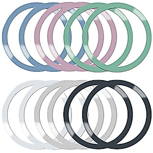 12 Pieces Magnetic Wireless Charger Universal Metal Rings with Sticker, 6 Colors, Ultra Thin Metal Rings Compatible with MagSafe Wireless Charger Car Charger on Most Smartphone