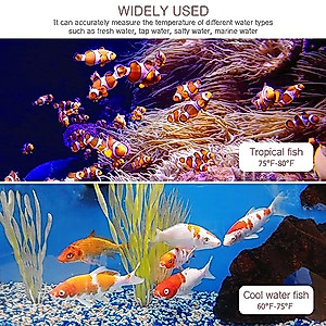 LOFICOPER Digital Aquarium Thermometer, Stick-on Fish Tank Thermometer, Wireless Tank Temperature Sensor with LED Touch Screen, Battery, ℉, for Fresh Water, Tap Water, Marine Water