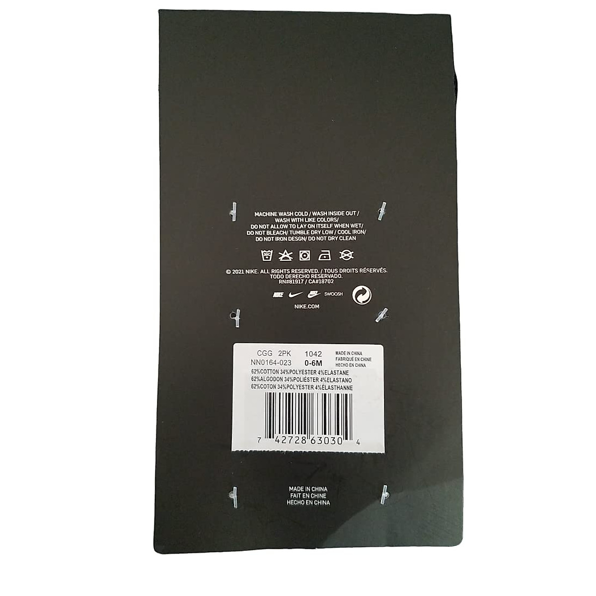 Nike Baby 2-Pack Bootie Socks (Black/White/Gray)