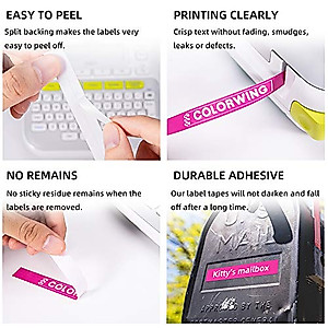 5-Pack TZe TZ Tape Compatible with Brother P Touch Label Tape 12mm 0.47 Inch Laminated(White,Berry Pink,Purple,Pink,Blue),for Ptouch PT-D210 H110 D600 D220 D410 Label Maker