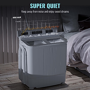 Superday Portable Mini Twin Tub Washing Machine Compact Washer and Spin Dryer w/Wash and Spin Cycle 17.6lbs Capacity For Camping, Apartments, Dorms, College Rooms, RV’S, Delicates, Grey