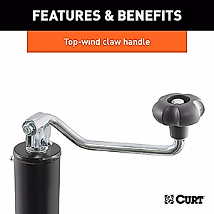 CURT 28356 Weld-On Pipe-Mount Swivel Trailer Jack, 5,000 lbs. 15 Inches Vertical Travel, CARBIDE BLACK POWDER COAT