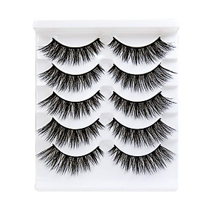 Lashes Natural Look Fake Eyelashes - Bepholan False Eyelashes 3D Super Fluffy False Lashes Black Band Wispy Lashes 5-Pack Faux Mink Lashes,XMZ116