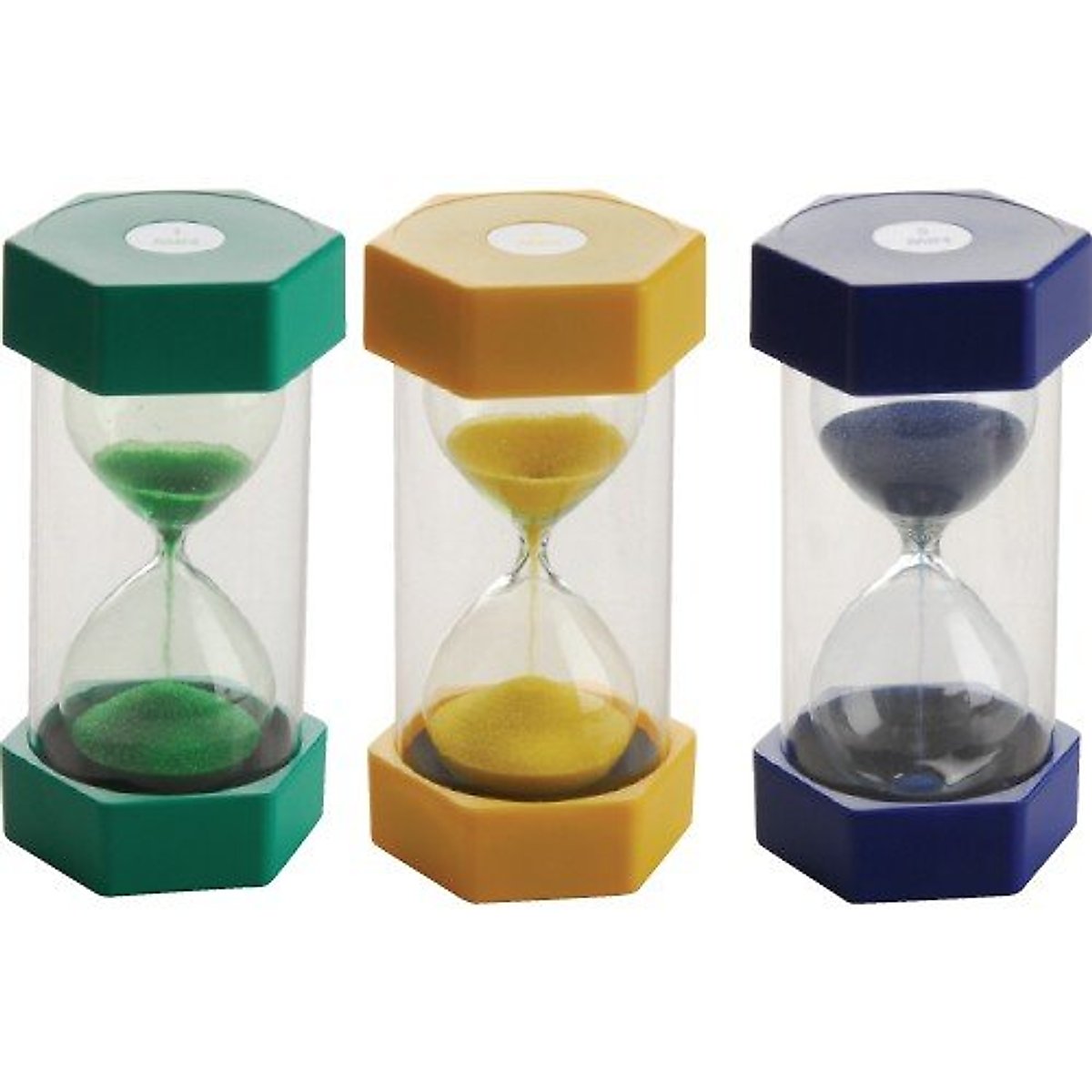 Constructive Playthings Sand Timers, Colorful Visual Timer for Toddlers for Brushing Teeth, STEM Toy, 3-Piece Sand Clock Set, Multicolor, Durable Construction, Ages 3 Years and Older