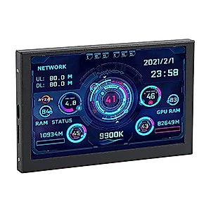 Zyyini PC CPU Data Monitor, 5 inch IPS USB Type C Screen PC Sensor Panel Display, PC Temperature Display for AIDA64, PC CPU GPU Data Monitor,Computer Case Secondary Screen