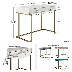 CosmoLiving by Cosmopolitan CosmoLiving Camila, White Writing Desk