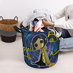 Co.ra.line Circular Hamper with Handle Storage Basket Circular Storage Bin Organizer Round Basket